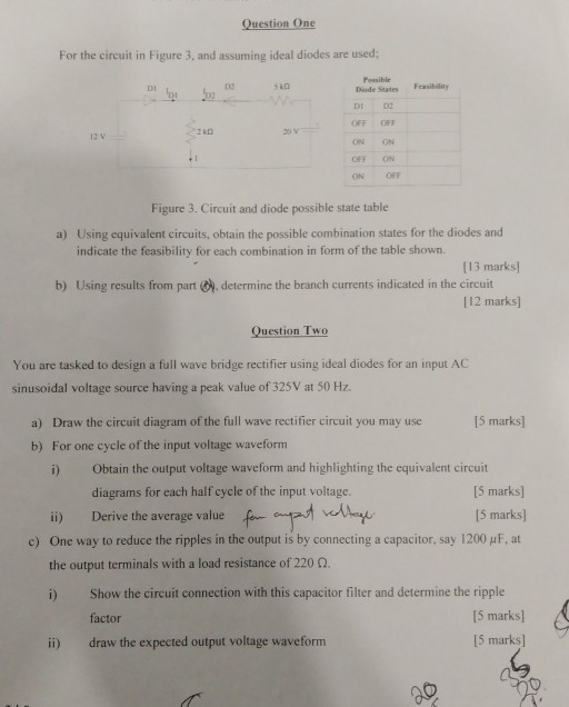 Solved Question One For the circuit in Figure 3, and | Chegg.com