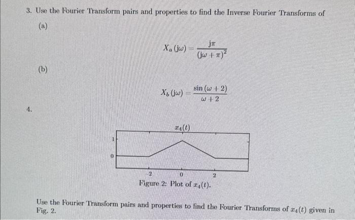 Solved 3 Use The Fourier Transform Pairs And Properties To