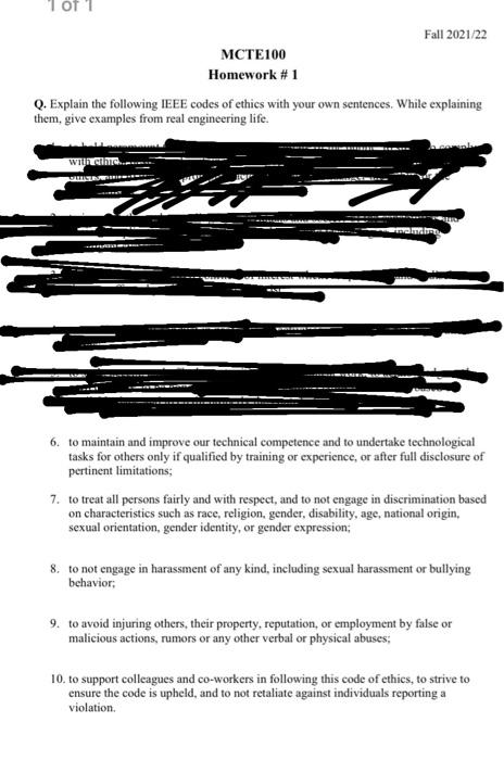 Solved 1 of 1 Fall 2021/22 MCTE 100 Homework #1 Q. Explain | Chegg.com