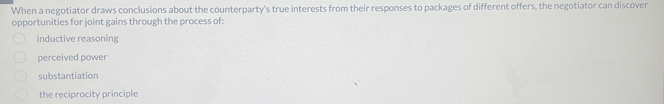 Solved When a negotiator draws conclusions about the | Chegg.com
