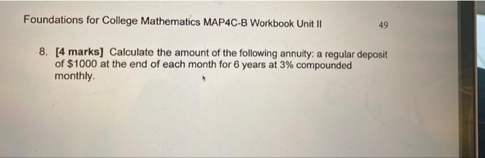 Solved Foundations for College Mathematics MAP4C-B Workbook | Chegg.com