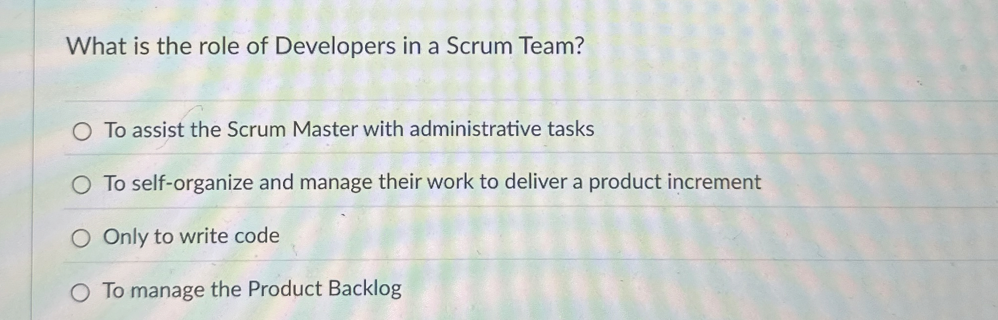 Solved What is the role of Developers in a Scrum Team?To | Chegg.com