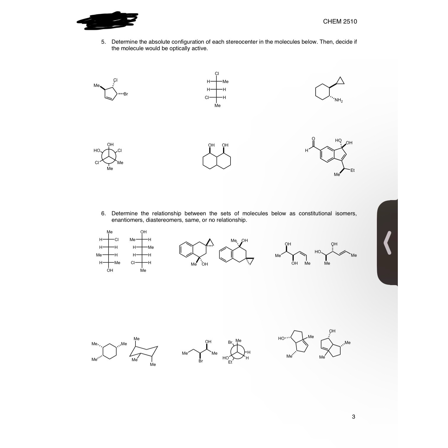 Solved CHEM 25105. ﻿Determine the absolute configuration of | Chegg.com