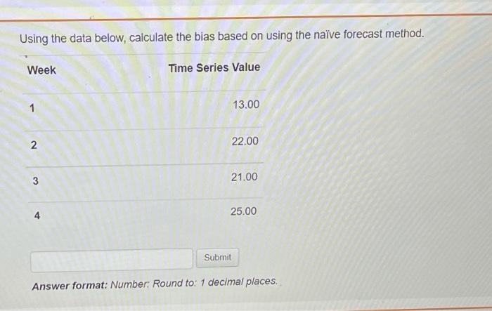 Solved Using the data below, calculate the bias based on | Chegg.com