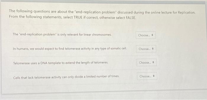 Solved The following questions are about the end-replication | Chegg.com