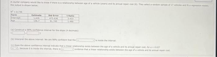 Solved (9) Construct a 96 s comhacnce inteival for the slope | Chegg.com