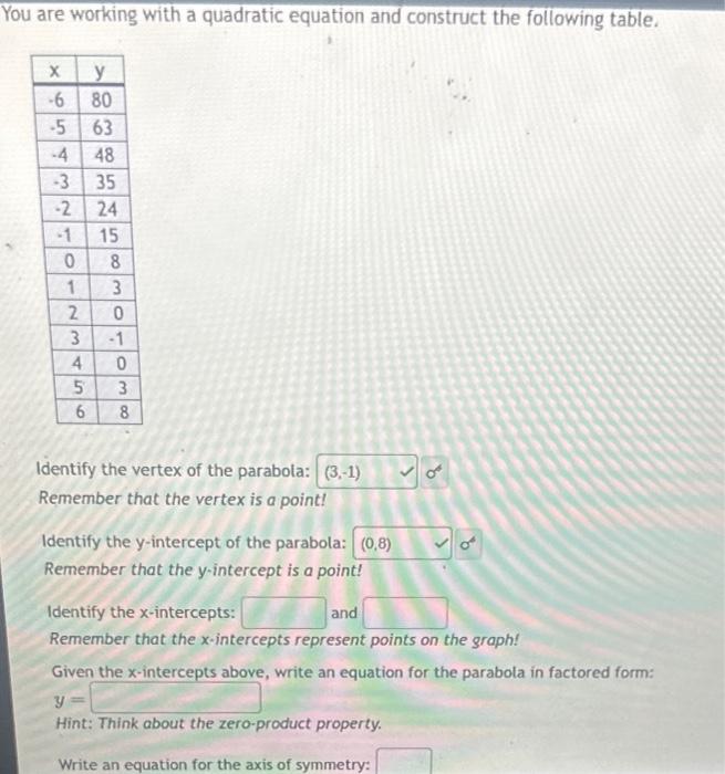 Solved You are working with a quadratic equation and | Chegg.com