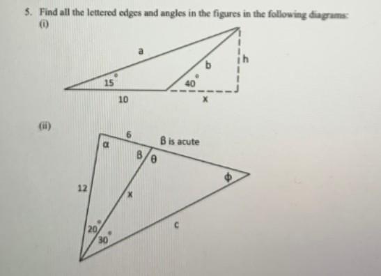 Solved 5. Find all the lettered edges and angles in the | Chegg.com