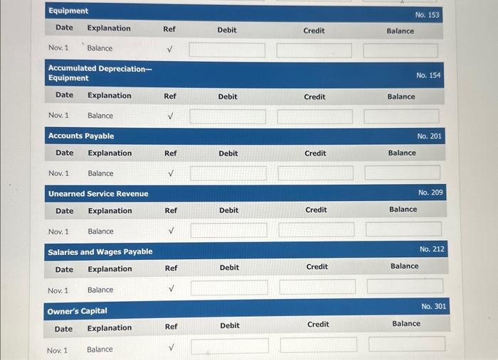 Solved Enter the November 1 balances in the ledger | Chegg.com Solved Enter the November 1 balances in the ledger | Chegg.com