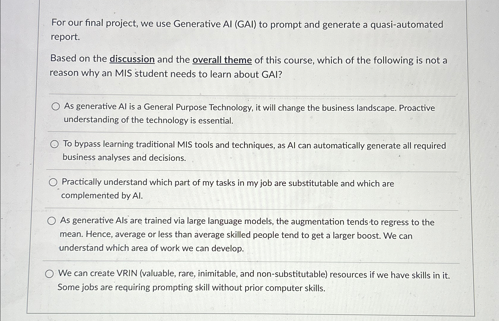 For our final project, we use Generative AI (GAI) ﻿to | Chegg.com