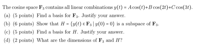 Solved The cosine space F3 contains all linear combinations | Chegg.com