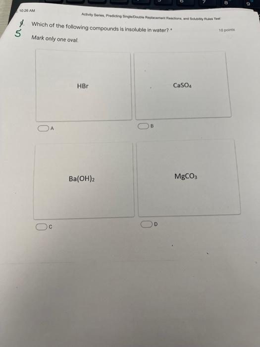 Solved Activity Series, Predicting Single Double Replacement | Chegg.com