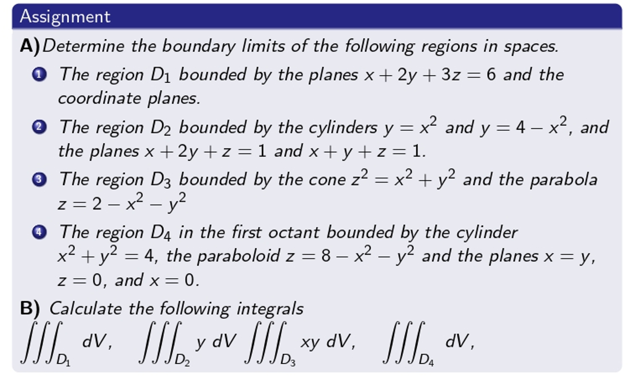 Solved AssignmentA) ﻿Determine the boundary limits of the | Chegg.com