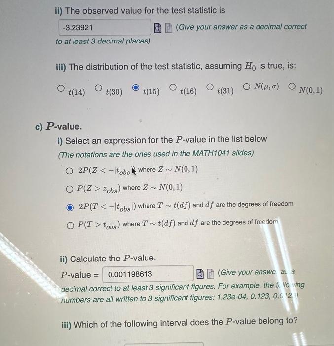 Solved please explain how to do part c i , ii for the p | Chegg.com