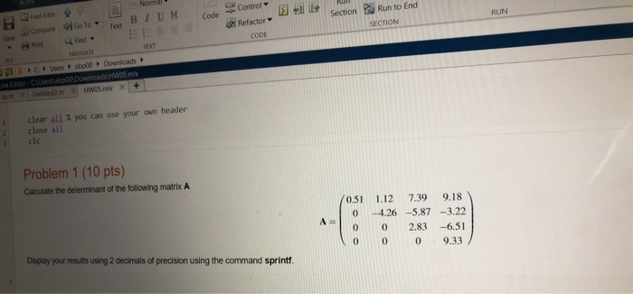 Solved Normal Control section Section Code RUN H BIUM Run to | Chegg.com