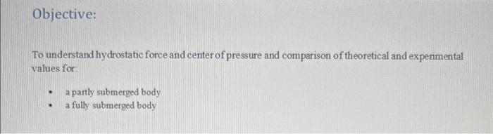 Solved Experiment 4 Metacentric Height \& Buoyancy of | Chegg.com