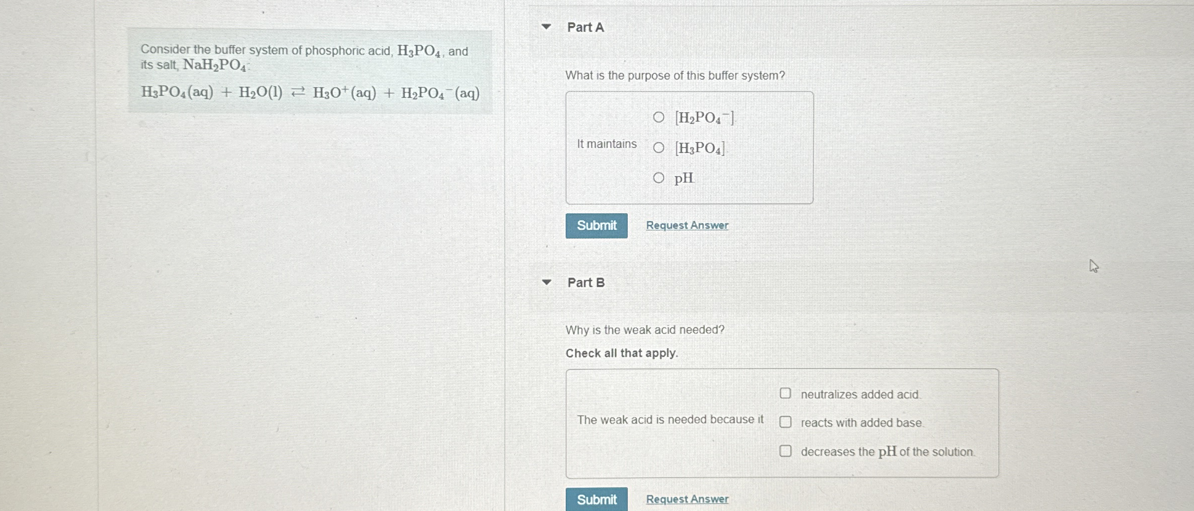 Solved Consider the buffer system of phosphoric acid, H3PO4, | Chegg.com