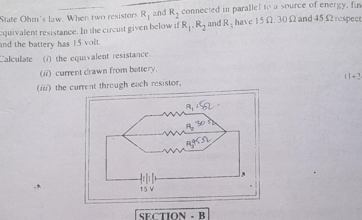 Solved tate Ohm's law. When two resistors R1 and R2 | Chegg.com