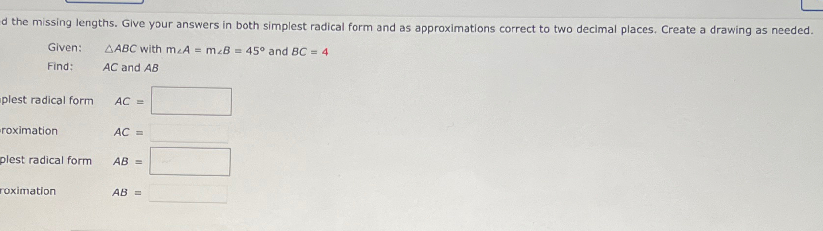 Solved d the missing lengths. Give your answers in both | Chegg.com