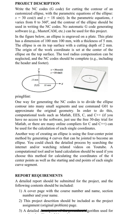 Solved PROJECT DESCRIPTION Write the NC codes (G code) for | Chegg.com
