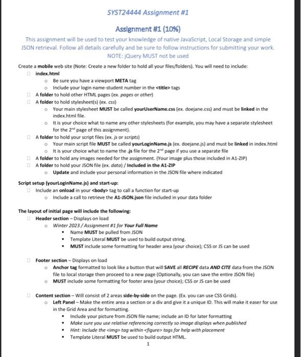 Solved SYST24444 Assignment \#1 Assignment \#1 (10\%) This | Chegg.com