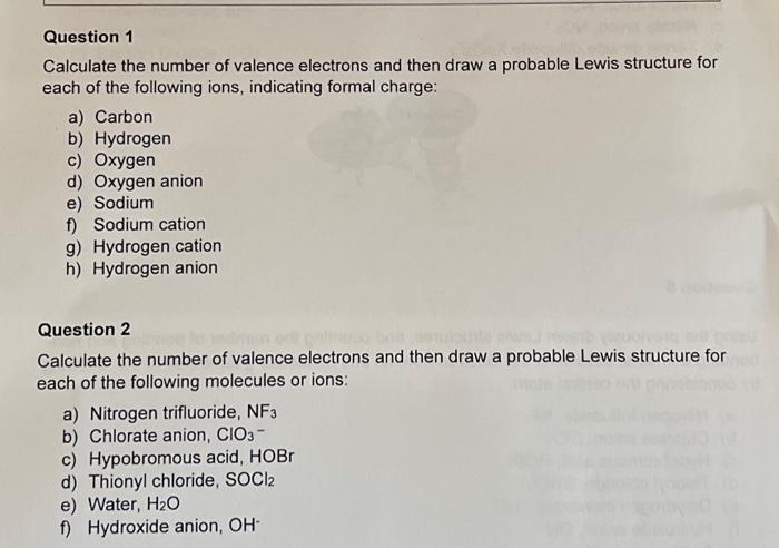 Solved Calculate the number of valence electrons and then | Chegg.com
