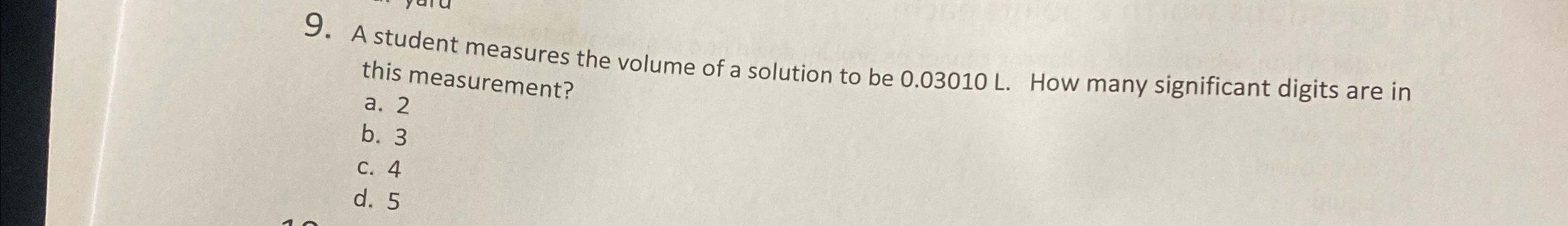 Solved A student measures the volume of a solution to be | Chegg.com