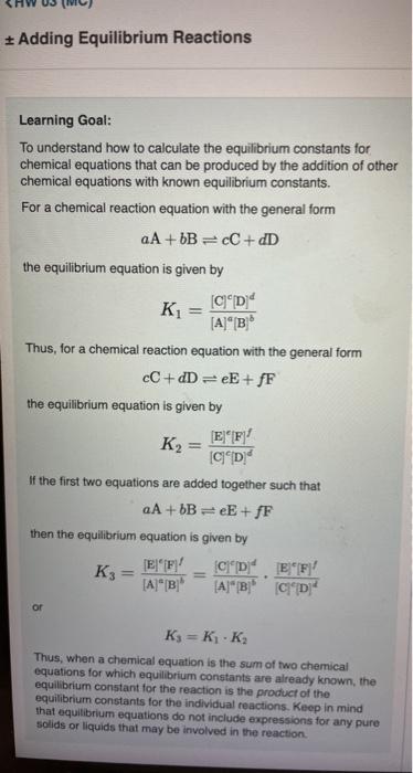 Solved Adding Equilibrium Reactions Learning Goal: To | Chegg.com