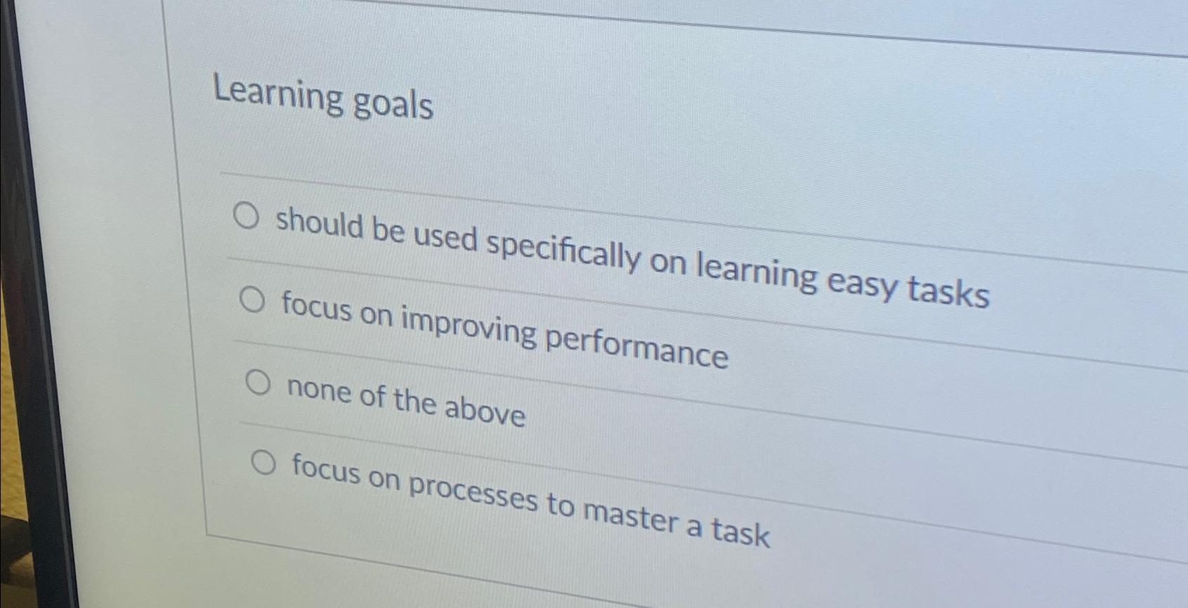 Solved Learning goalsshould be used specifically on learning | Chegg.com