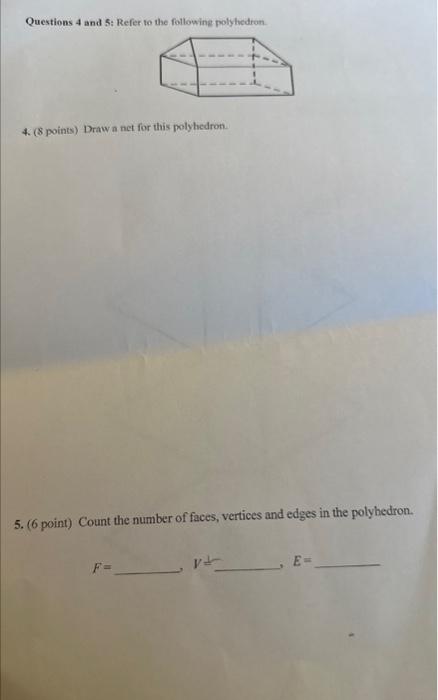 Solved Questions 4 and 5: Refer to the following polyhedron. | Chegg.com
