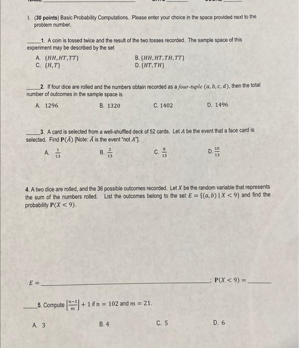 Solved Hi i need to show full work, I just need 1 , 3 and 4 | Chegg.com