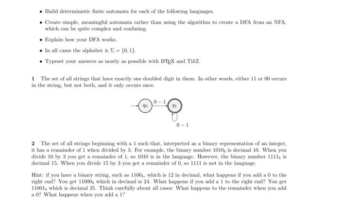 Solved Build deterministic finite automata for each of the | Chegg.com