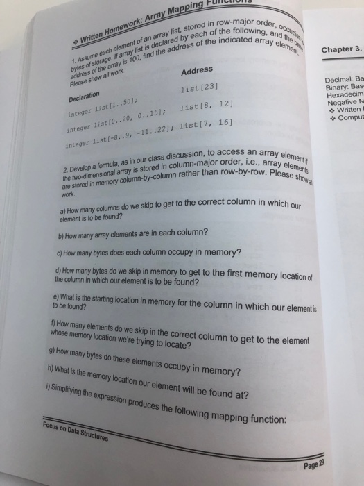 Solved row-major order. Written Homework: Array Mapping | Chegg.com