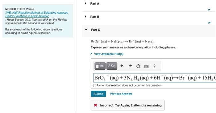 Solved Balance each of the following redox reactions | Chegg.com