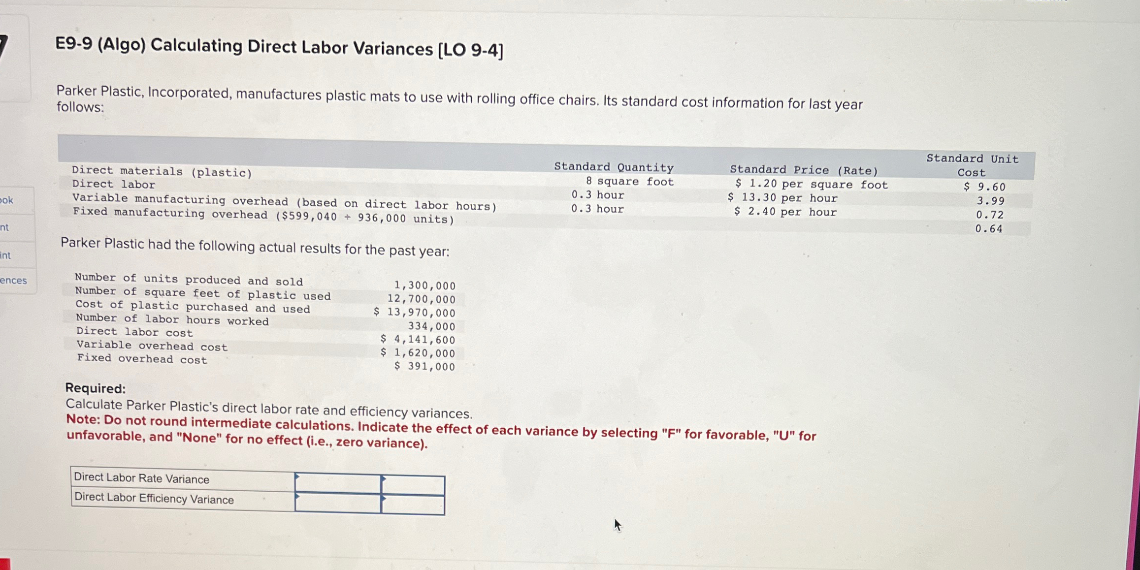 Solved E9-9 (Algo) ﻿Calculating Direct Labor Variances [LO | Chegg.com
