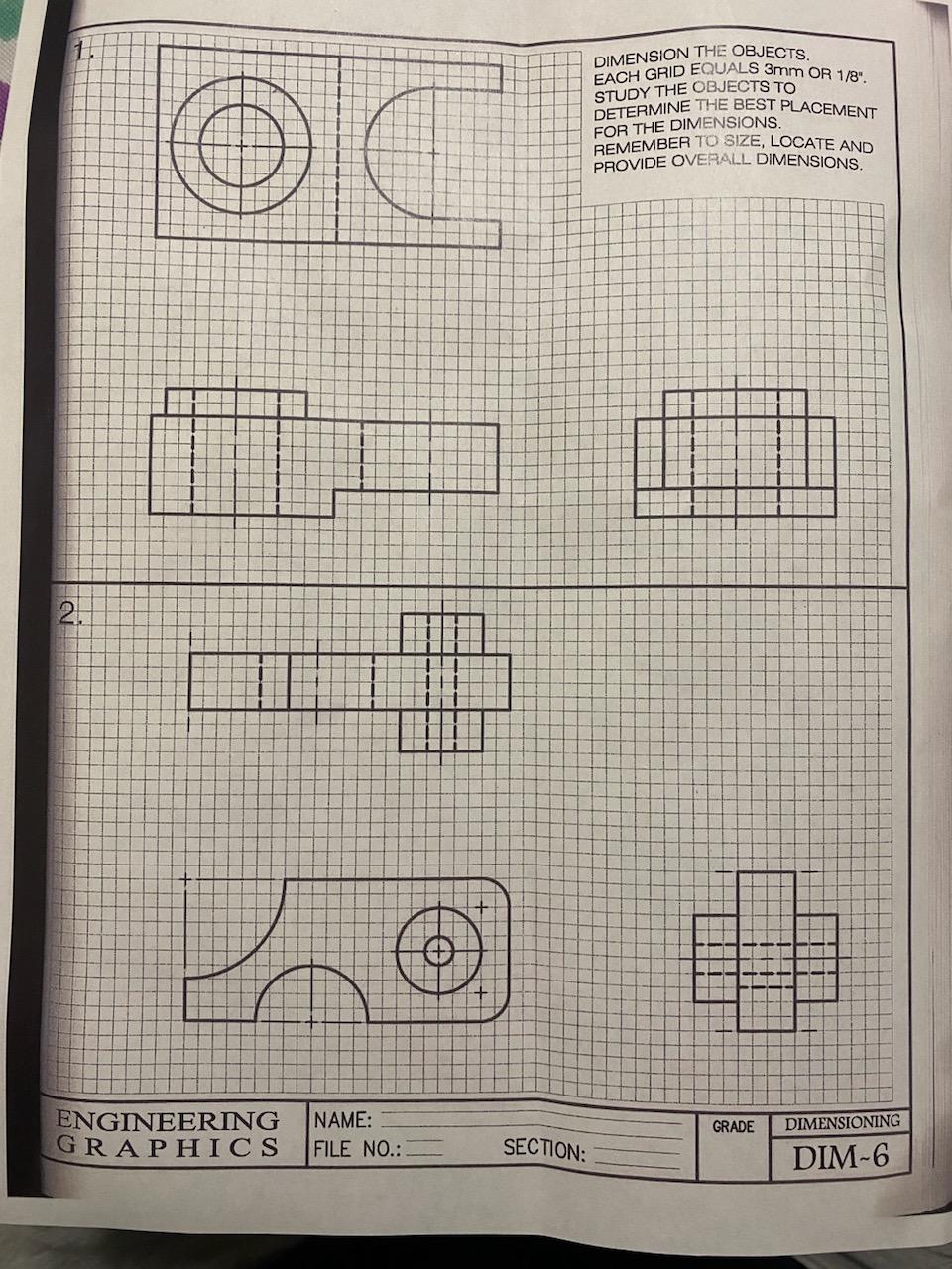 Solved DIMENSION THE OBJECTSEACH GRID EQUALS 3mm ﻿OR | Chegg.com
