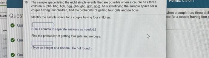 Solved 18. The sample space listing the eight simple events | Chegg.com