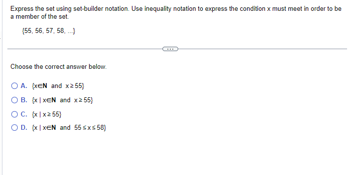Solved Express the set using set-builder notation. Use | Chegg.com