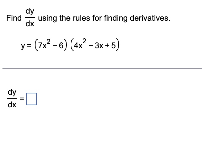 Solved Find dydx ﻿using the rules for finding | Chegg.com