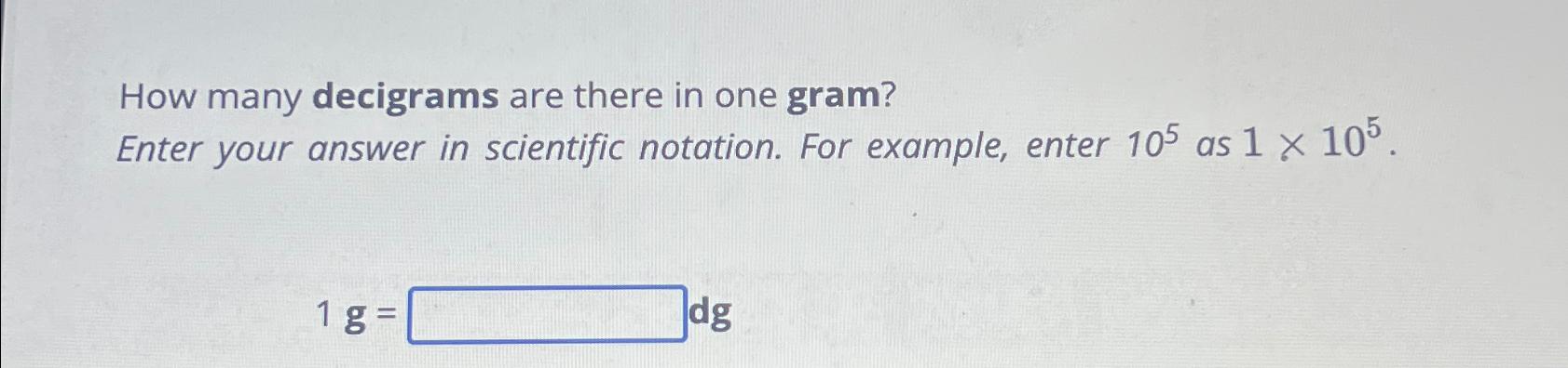 Solved How many decigrams are there in one gram?Enter your | Chegg.com