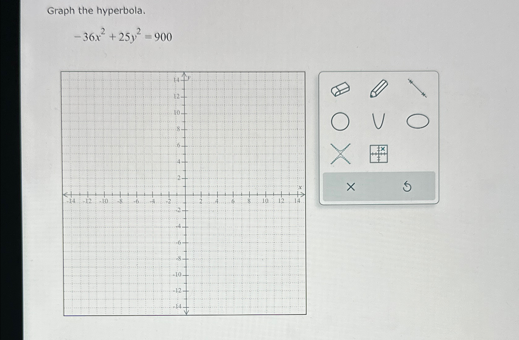 Solved Graph the hyperbola.-36x2+25y2=900 | Chegg.com