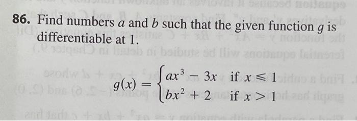 Solved 86. Find numbers a and b such that the given function | Chegg.com