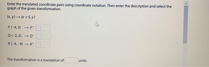 Solved Enter The Translated Coordinate Pairs Using