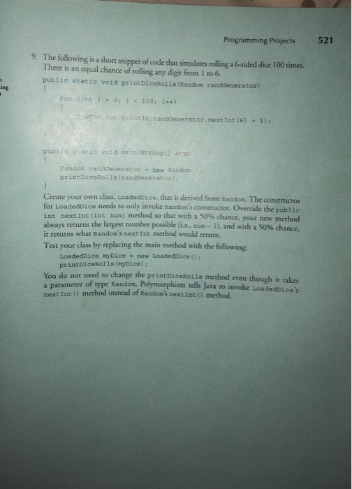 Solved Programming Projects 521 9. The following is a short | Chegg.com