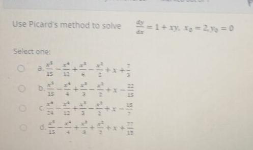 Solved Use Picard's method to solve dydx=1+xy2x0=2y0=0Select | Chegg.com