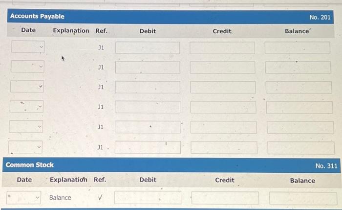 Solved Accounts Payable No. 201 Date Explanation Ref. Debit | Chegg.com
