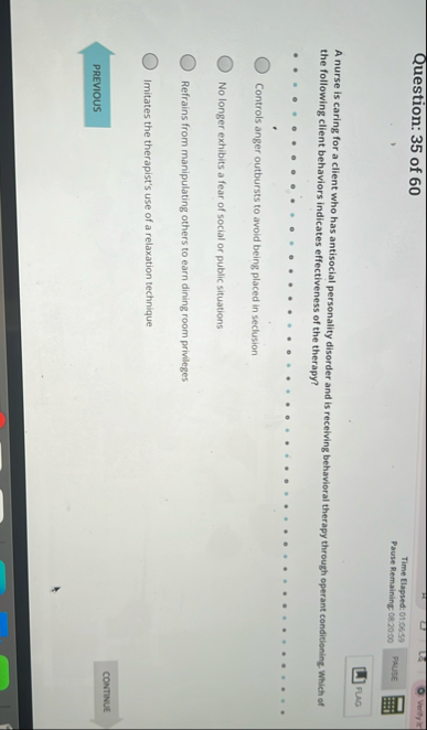 Solved Question: 35 ﻿of 60Time Elapsed: 01:06:59Pause | Chegg.com