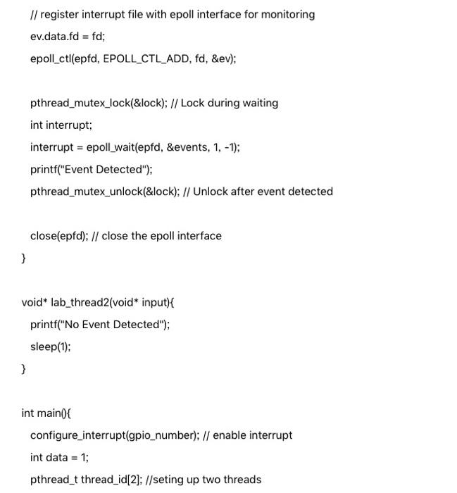 Solved The following program implements two threads: one | Chegg.com