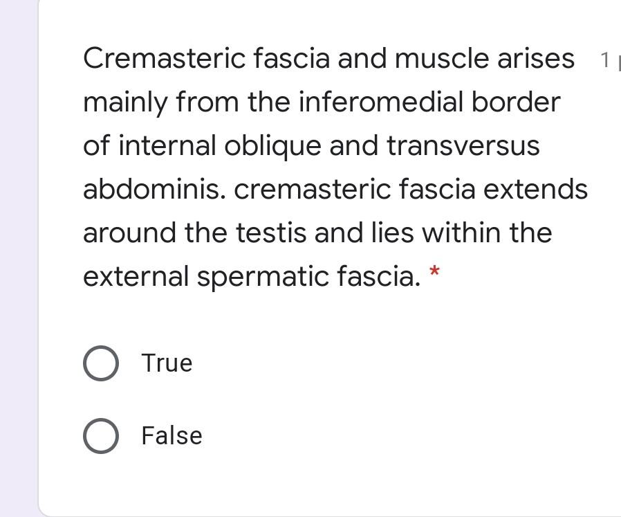 Solved Cremasteric fascia and muscle arises 1 mainly from | Chegg.com