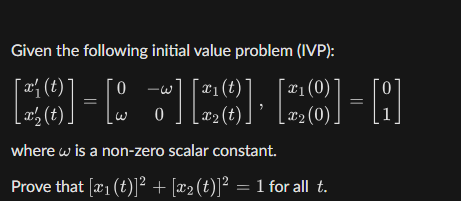 Solved Given the following initial value problem | Chegg.com